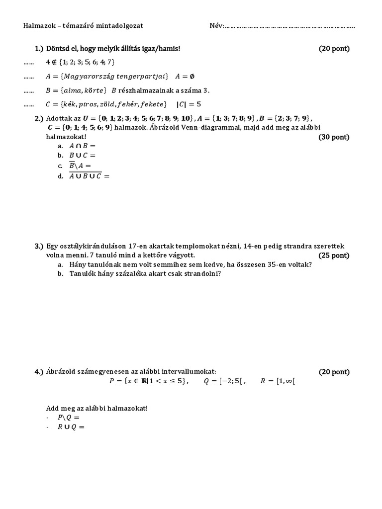 Halmazok Minta | PDF