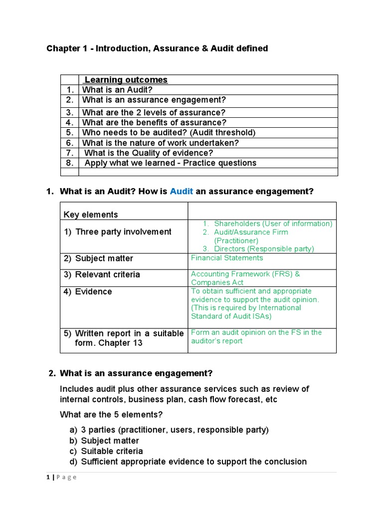 Chapter 1 - Lesson Outline - Student | PDF | Financial Audit | Audit