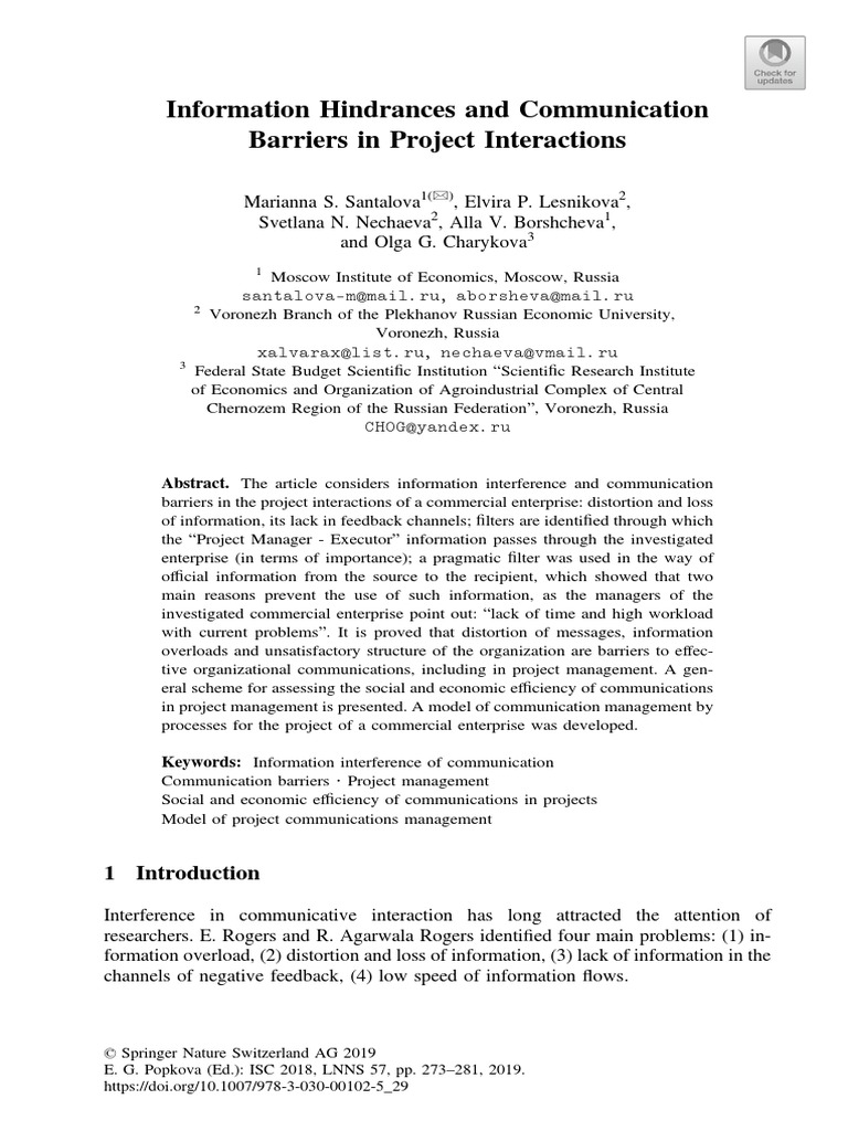 Information Hindrances and Communication | PDF