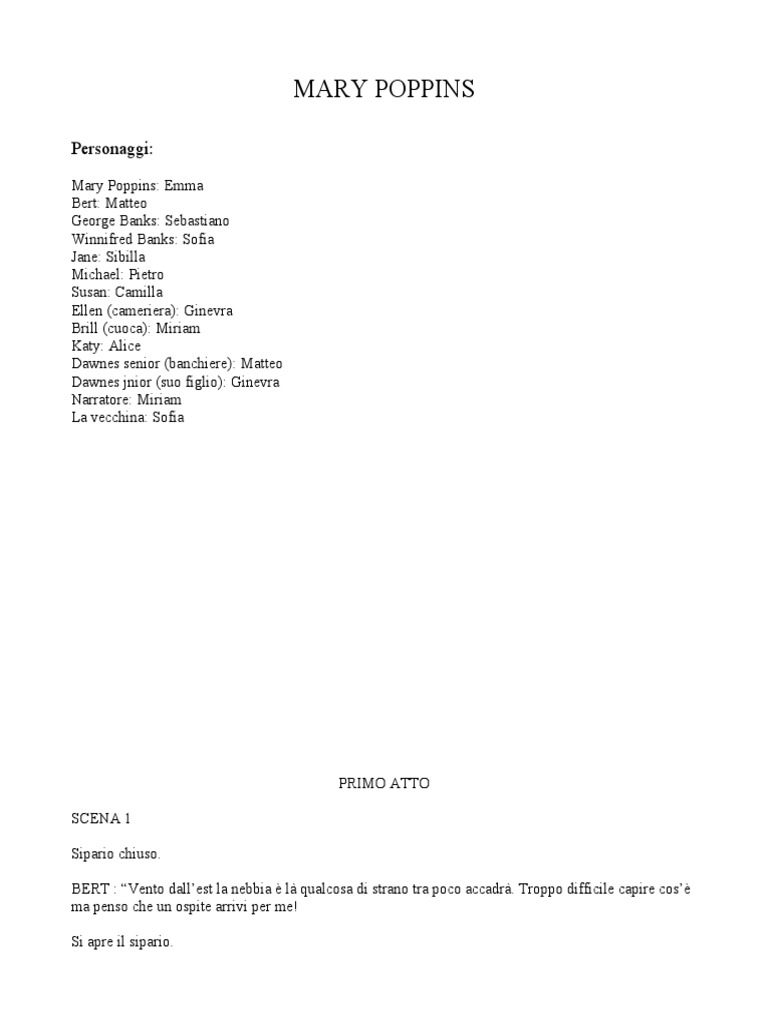 Copione Mary Poppins | PDF