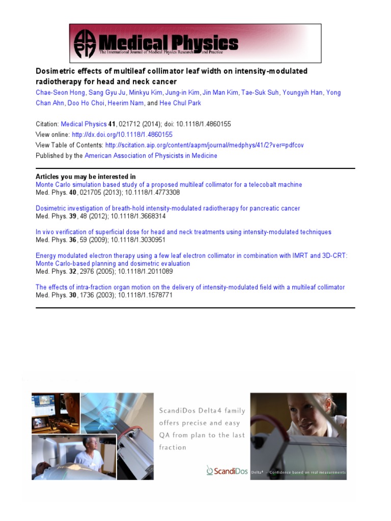 Dosimetric Effects Of Multileaf Collimator Leaf Width On Intensity Modulated Pdf Radiation