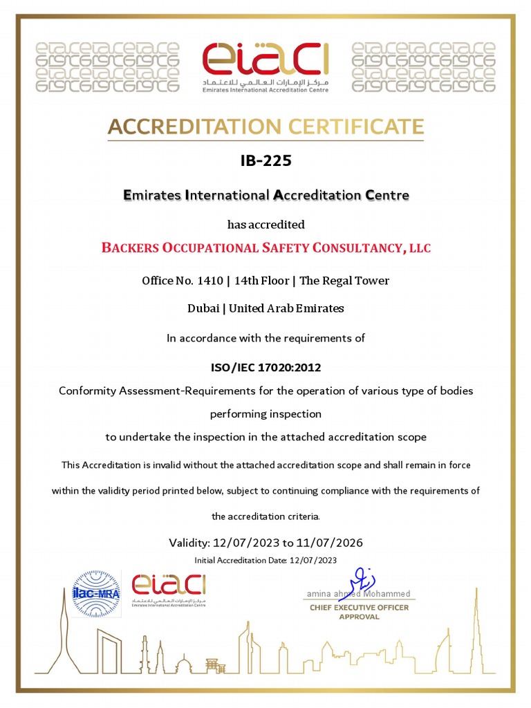 Backers Occupational Safety Consultancy IB-225 | PDF