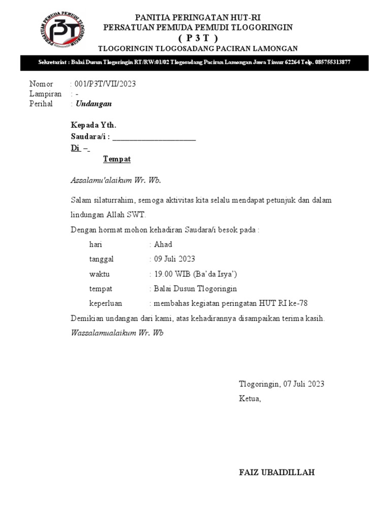 001 Undangan Rapat Perdana | PDF