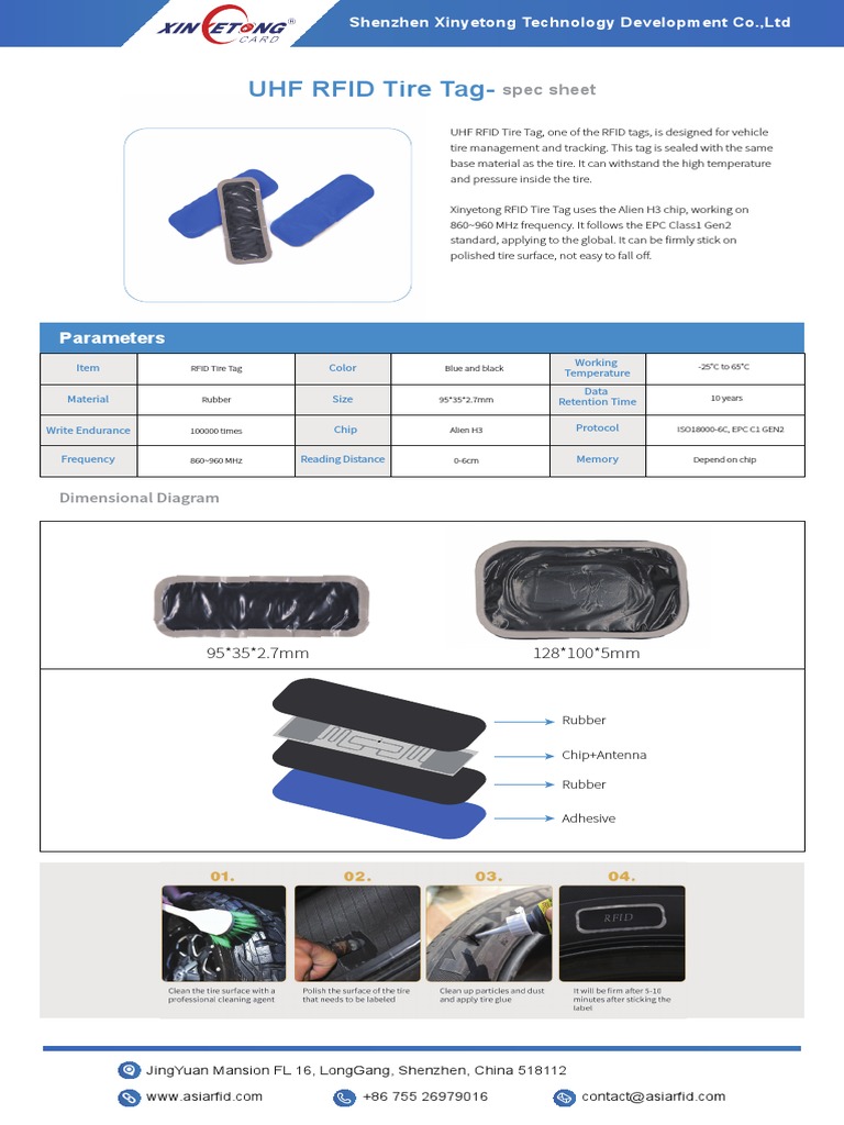 Uhf Rfid Tire Tag | PDF | Radio Frequency Identification | Tire