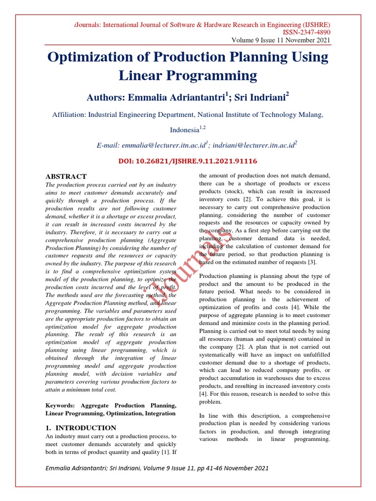 Optimization of Production Planning Usin | PDF | Linear Programming | Mathematical Optimization