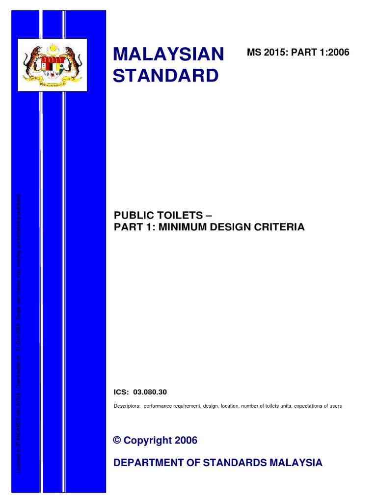MS 2015 - Part1 - 2006 - Public Toilets | PDF | Standardization ...