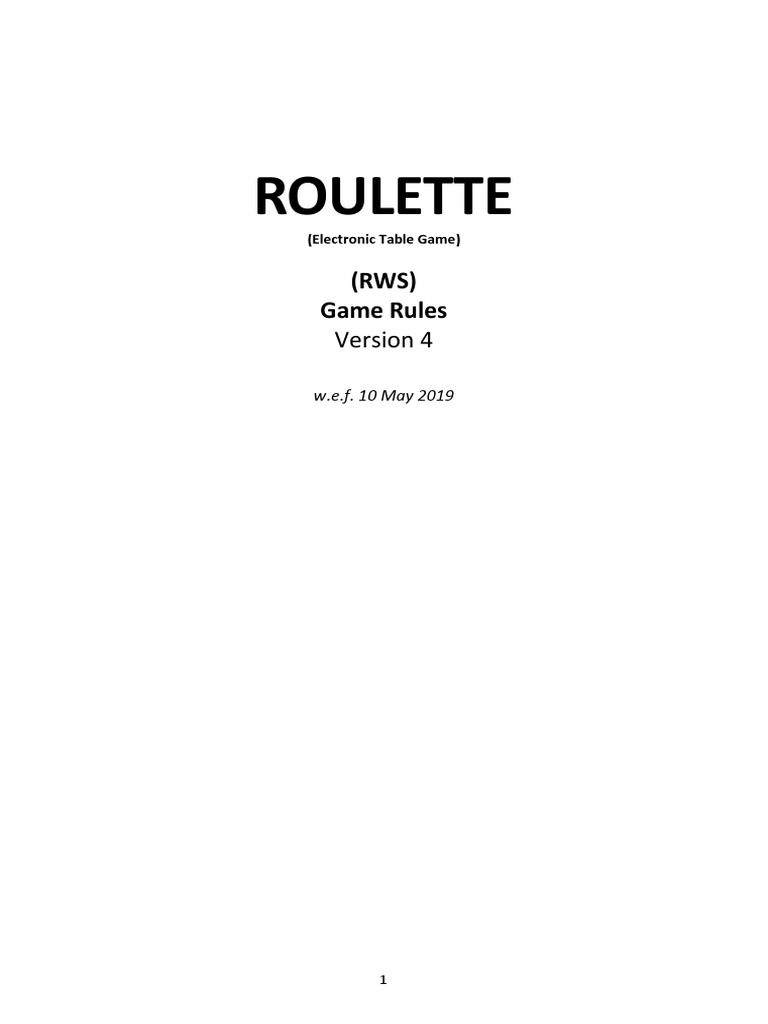 RWS Roulette Game Rules Guide | PDF | Roulette | Probability