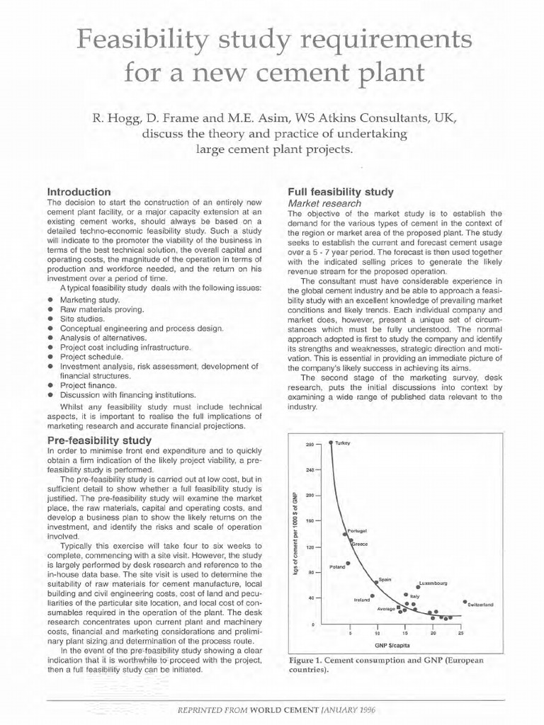 Feasibility Studies For Cement Plants - World Cem Jan96 | PDF