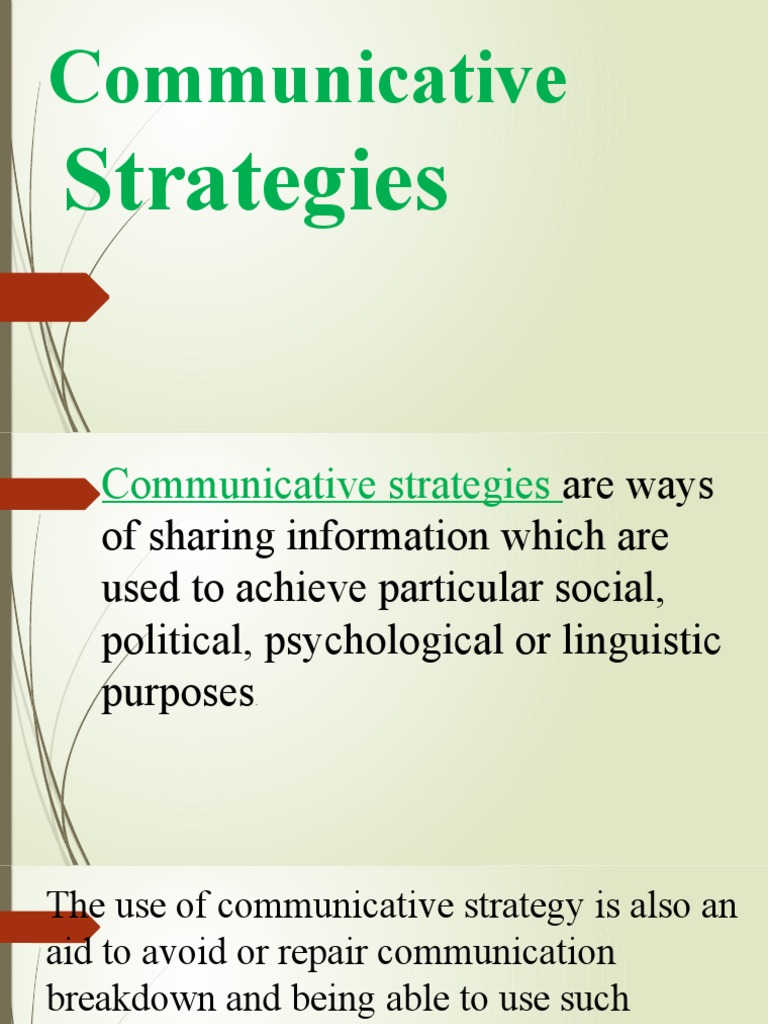 Types of Communicative Strategies | PDF | Communication | Psychological Concepts