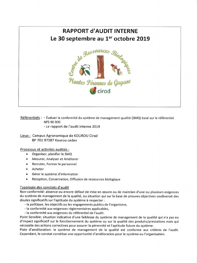 Rapport D'audit 191014 | PDF