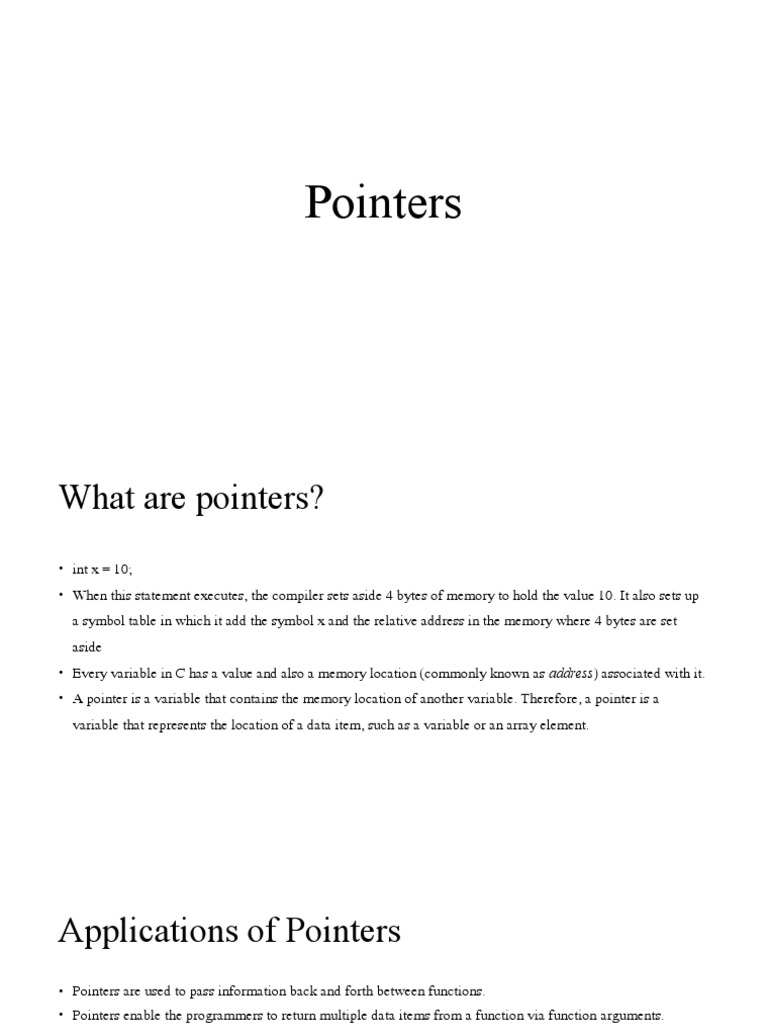 Pointers Pdf Pointer Computer Programming Parameter Computer Programming