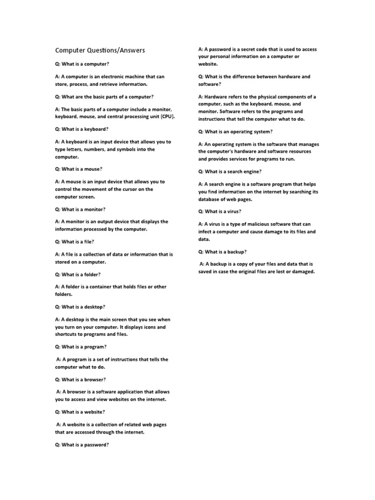 Computer Questions Answer | PDF | Software | Programming