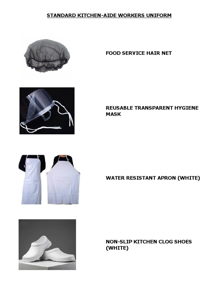 Standard Kitchen Aide Workers Uniform | PDF