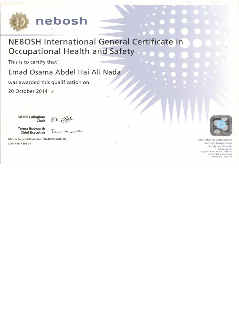 Dokumen - Tips - Nebosh Igc Certificate | PDF
