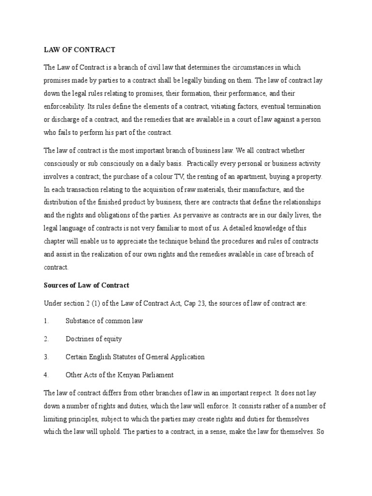 Law of Contract Nature and Categories of Contract | PDF | Offer And ...
