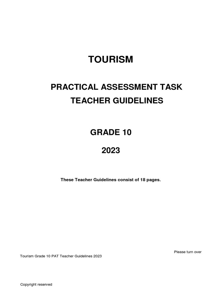 TOURISM PAT GR 10 - 2023 - Teacher Guidelines - Draft 2 | PDF ...