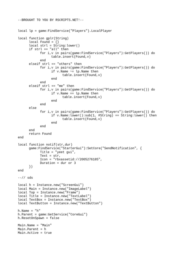 Roblox FE Yeet GUI Script | PDF | Software | Graphical User Interfaces