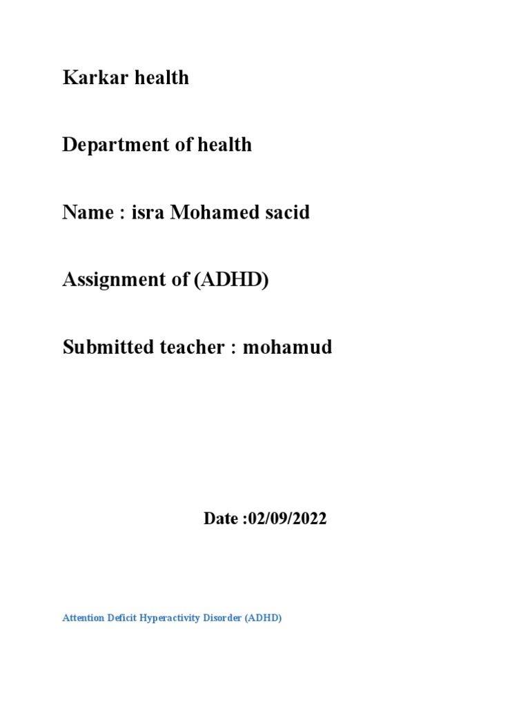 Adhd Assignment | Download Free PDF | Attention Deficit Hyperactivity Disorder | Stimulant