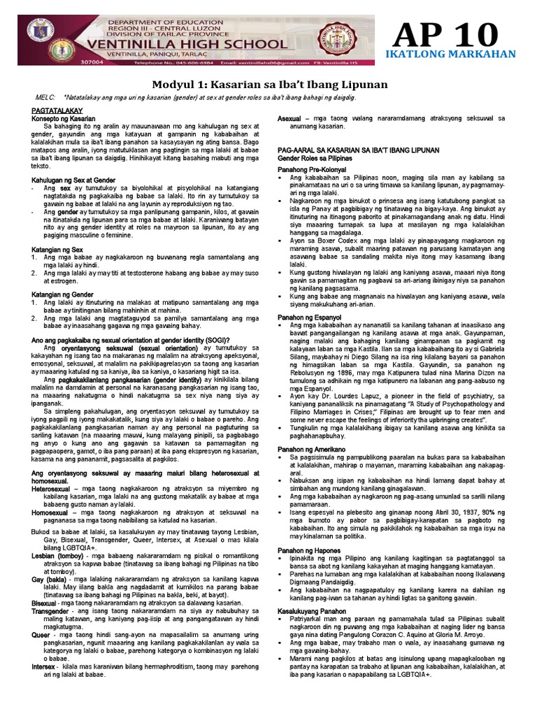 AP 10 - 3rd Quarter - Handout Docx | PDF