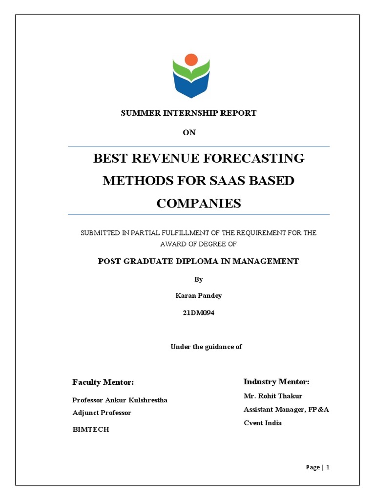 Karan Pandey - Internship Report | PDF | Forecasting | Software As A Service