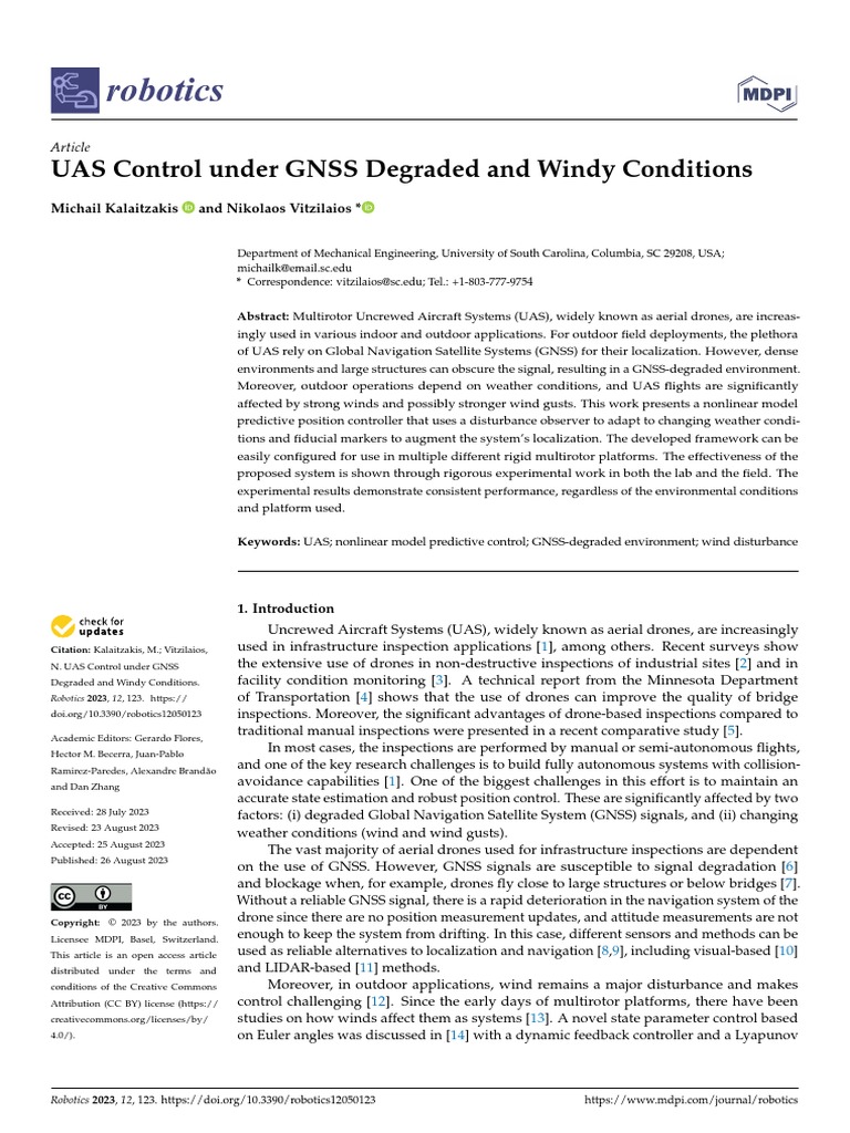 Robotics 12 00123 v2 | PDF | Science & Mathematics | Computers