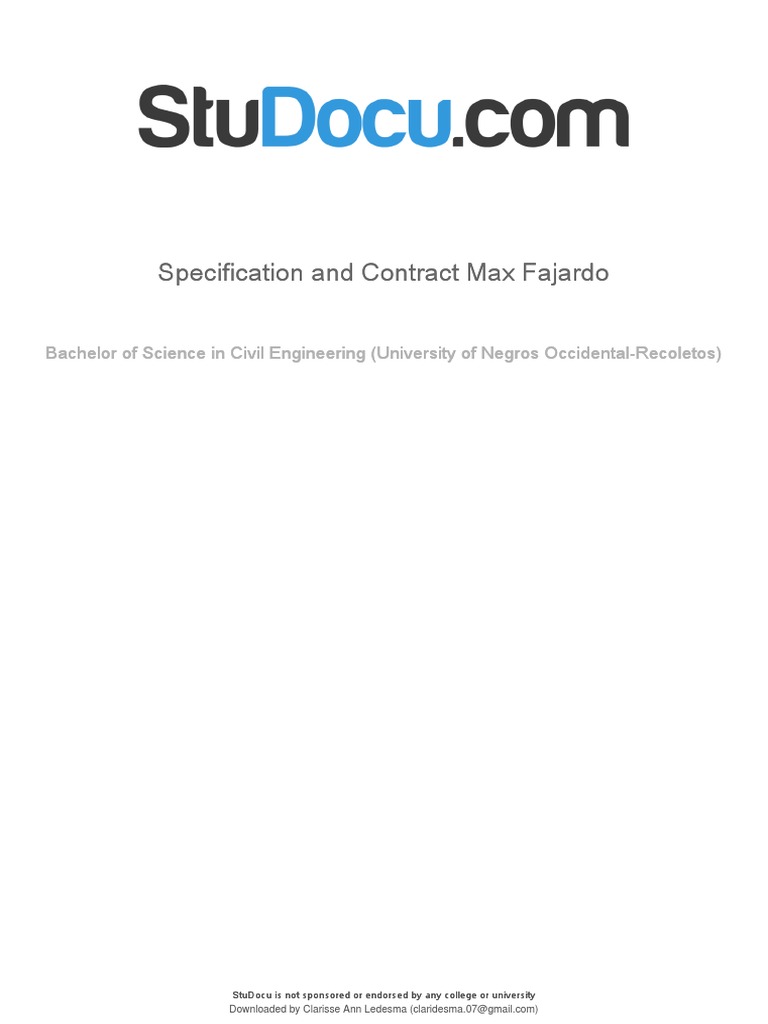 Specification and Contract Max Fajardo | PDF
