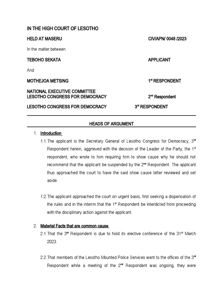 heads of argument | PDF