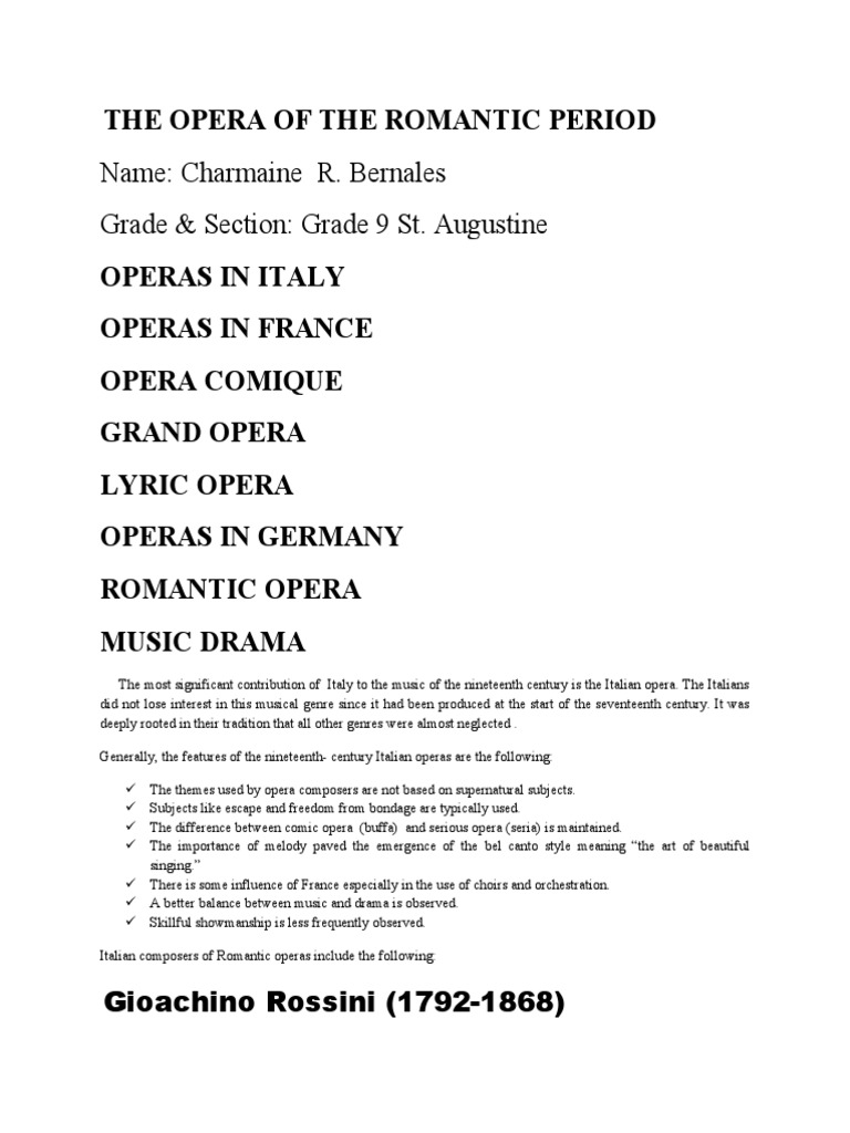 The Opera of The Romantic Period | PDF | Opera | Richard Wagner
