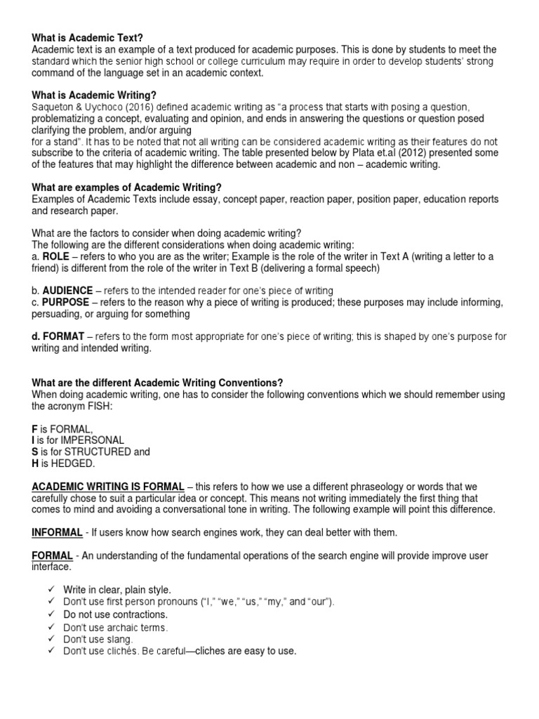 Handout-Lesson 1-Academic Writing | PDF