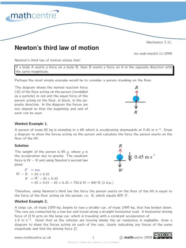 Newton Third Law of Motion | Download Free PDF | Force | Newton's Laws ...