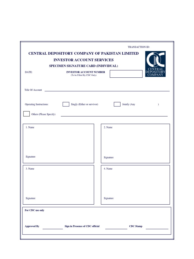 CDC Specimen Signature Card Form | PDF | Finance & Money Management