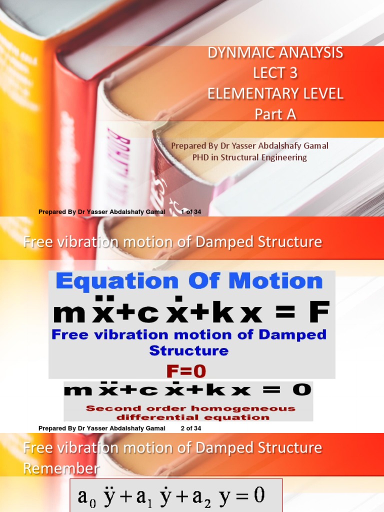 Lect 3 Dynamic Analysis Elementary Level Part A Free Vibration Damped | PDF | Damping | Periodic ...