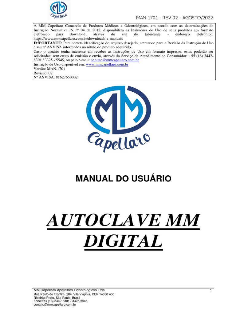 Manual Autoclave Digital Rev02 | Download grátis PDF | Esterilização ... Manual Autoclave Digital Rev02 | Download grátis PDF | Esterilização ...