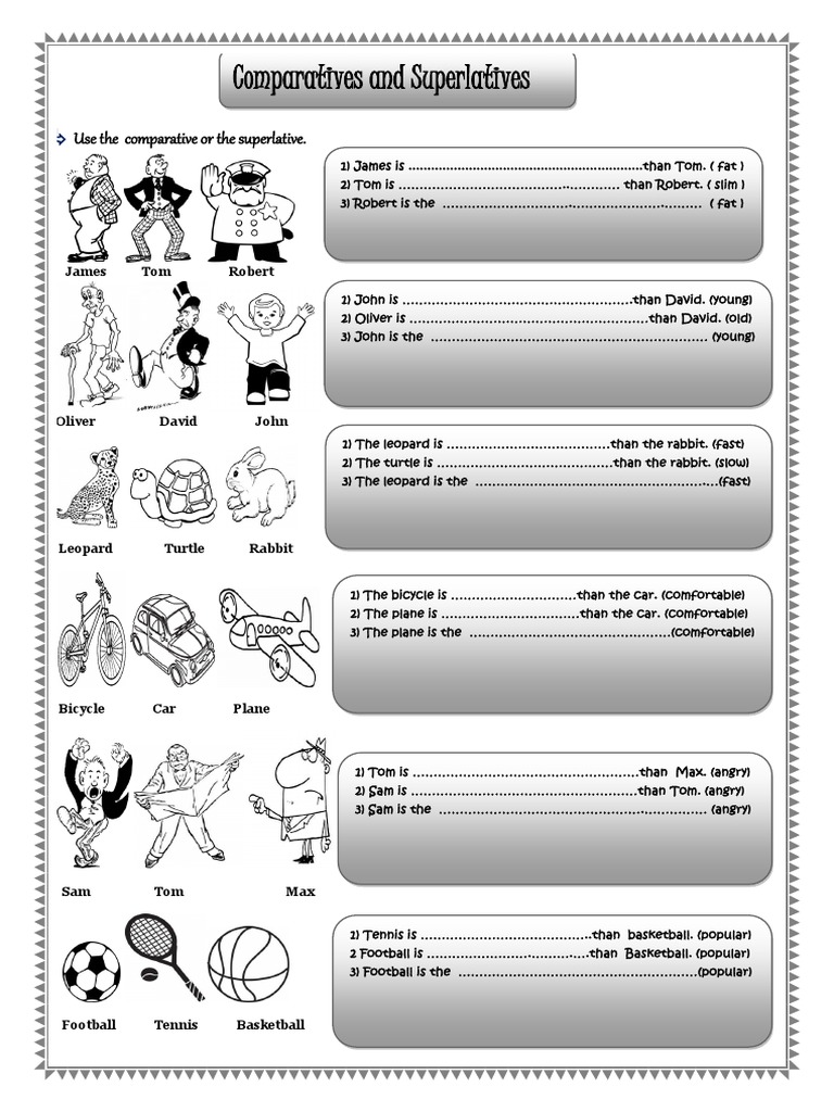 Comparatives and Superlatives Reading Comprehension Exercises 75763 ...
