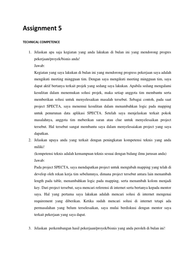 Assignment 5 Technical Competence | PDF | Karier & Perkembangan