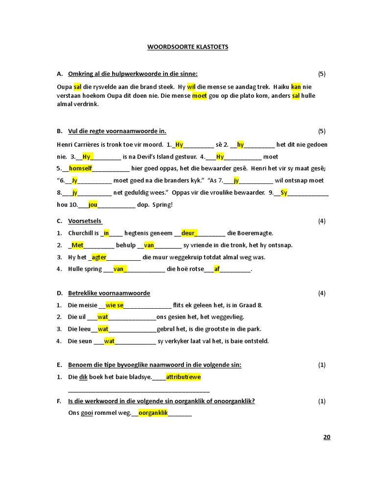 Woordsoorte 3 Aug | PDF