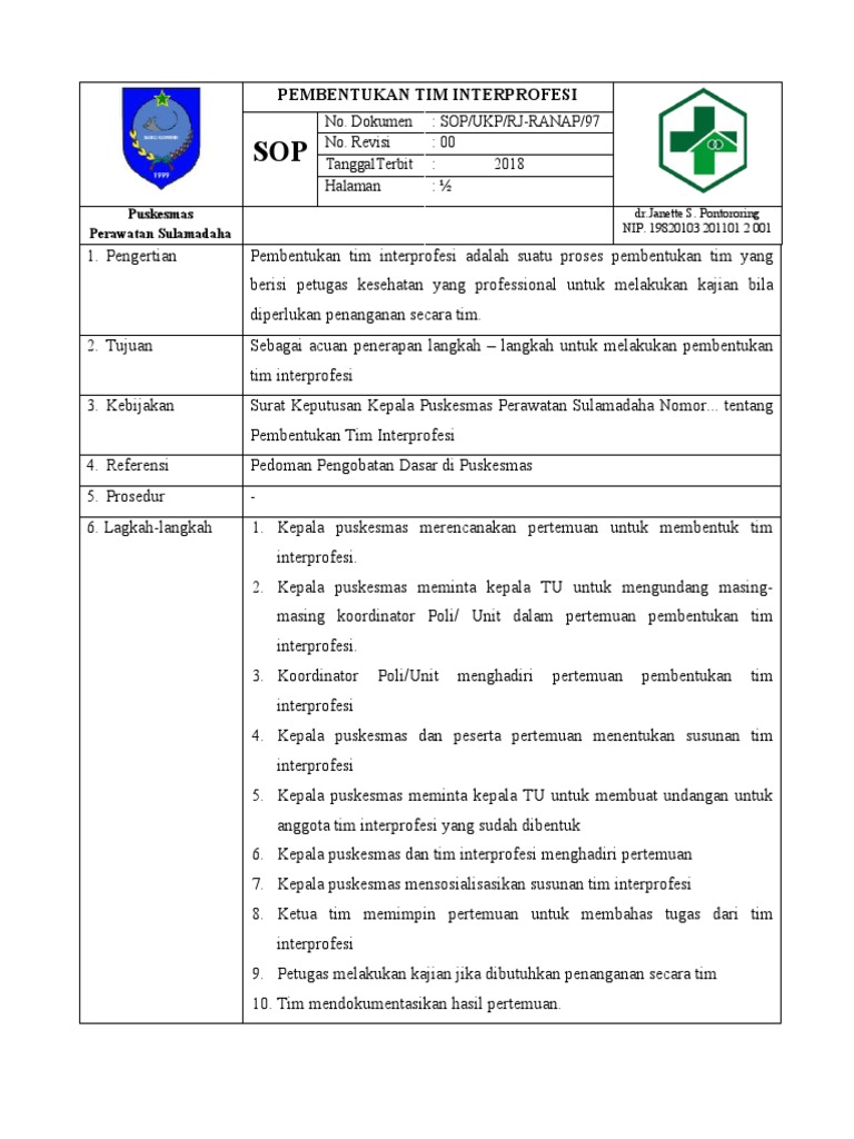 7.3.1. Ep 2 SOP PEMBENTUKAN TIM INTERPROFESI | PDF