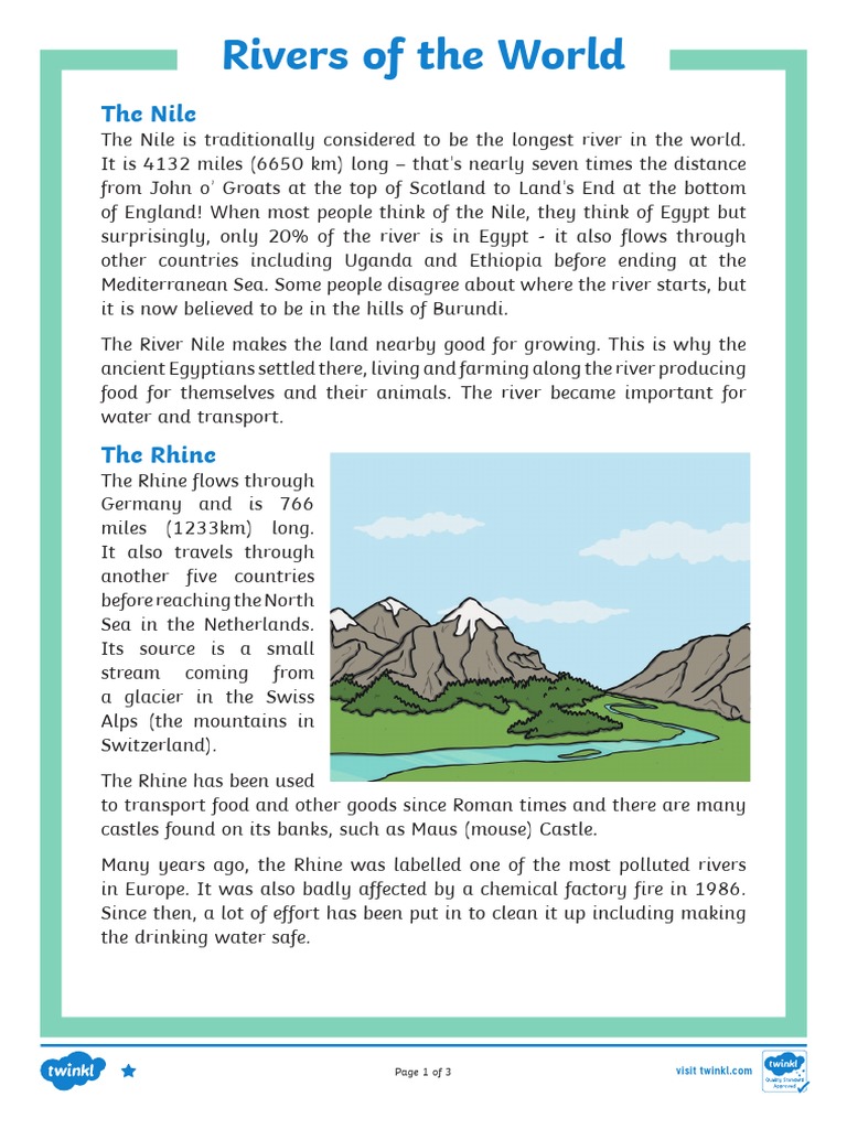 Rivers of The World Reading Comprehension Without Answers | PDF