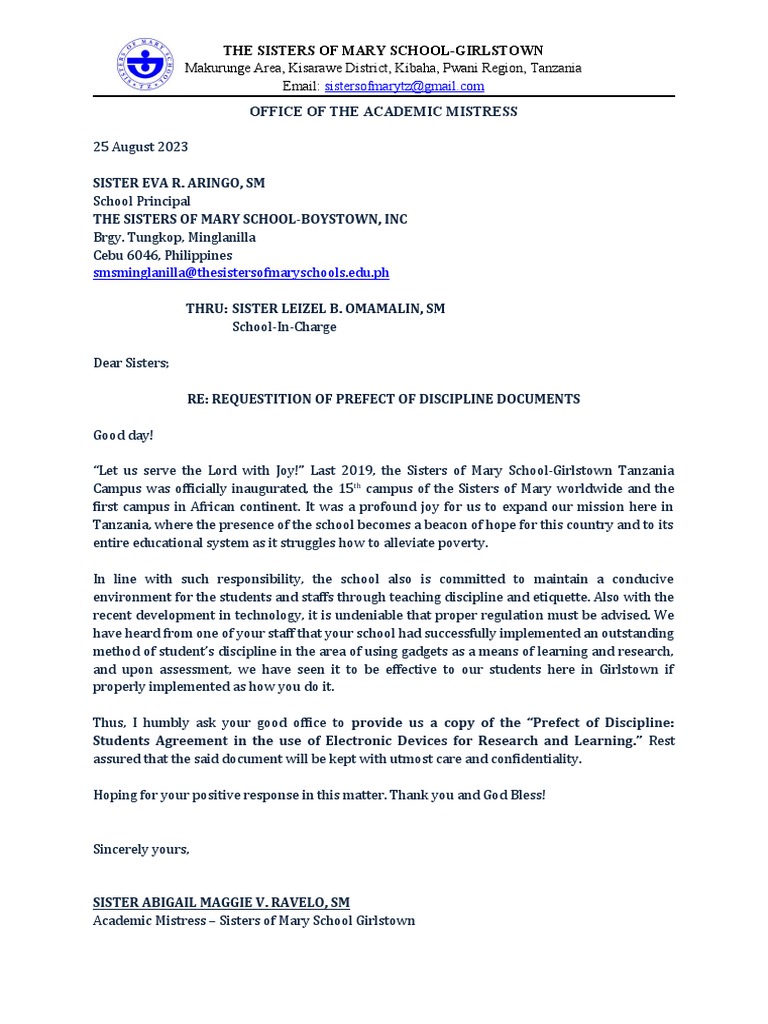 Requestition of Prefect of Discipline Documents | PDF