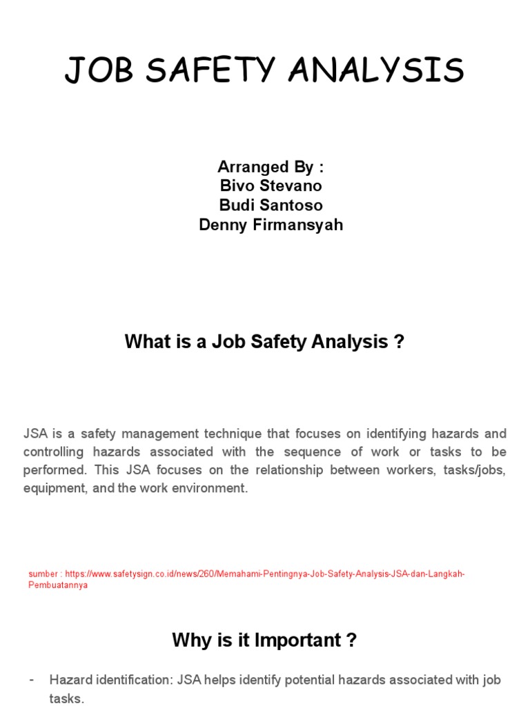 Job Safety Analysis | PDF | Risk | Working Conditions