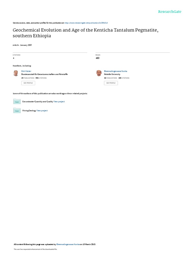 Geochemical Evolution and Age of The Kenticha Tant | PDF | Earth ...
