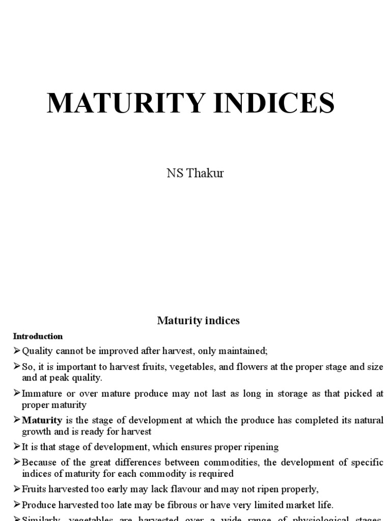 Maturity Indices | PDF | Physical Sciences