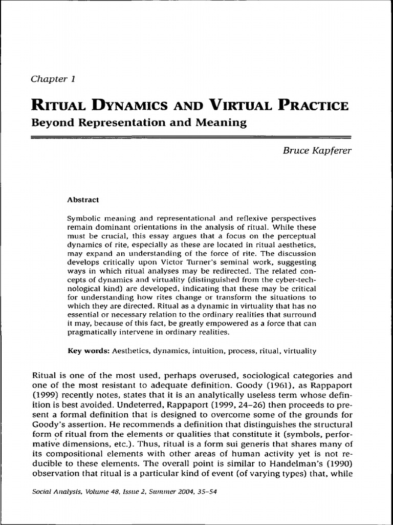 Ritual Dynamics and Virtual Practice: Beyond Representation and Meaning ...