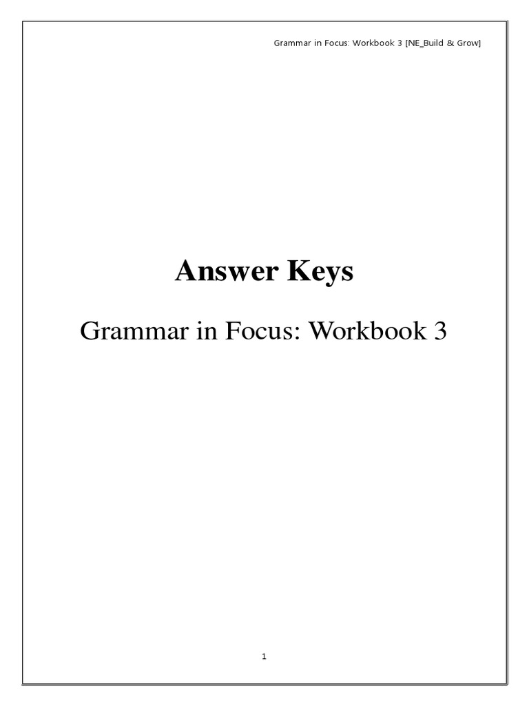 Grammar in Focus WB 3 - Answer Keys (140225) | PDF