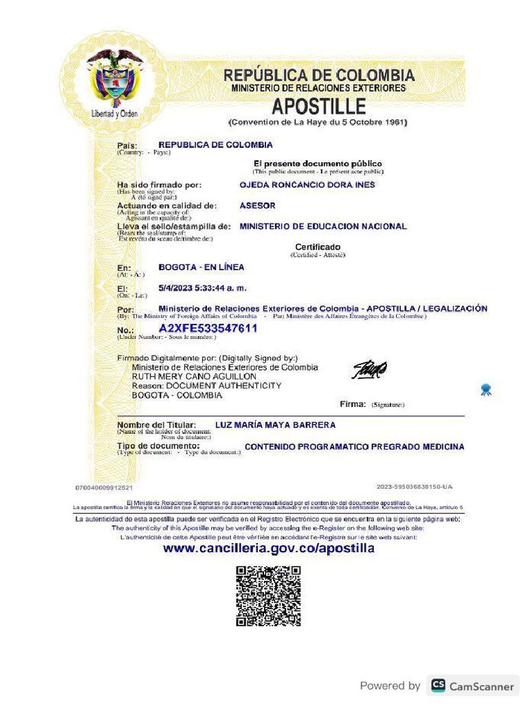 Contenido Programatico Apostillado y Legalizado1-Comprimido | PDF