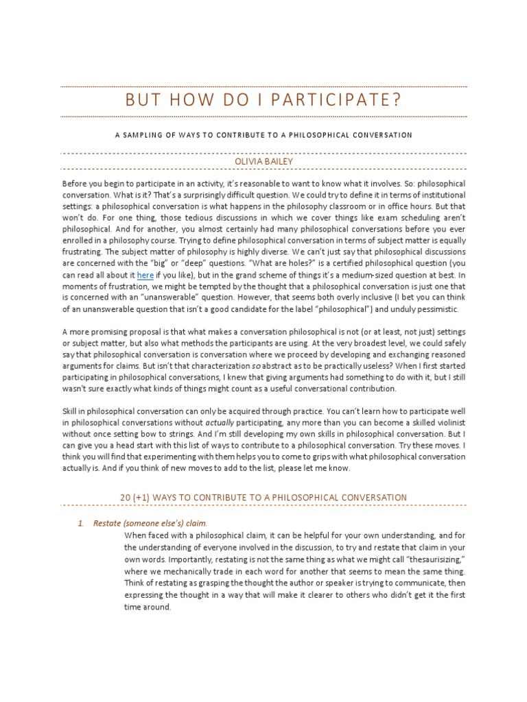 Ways to Engage in Philosophical Talk | PDF | Thought | Reason