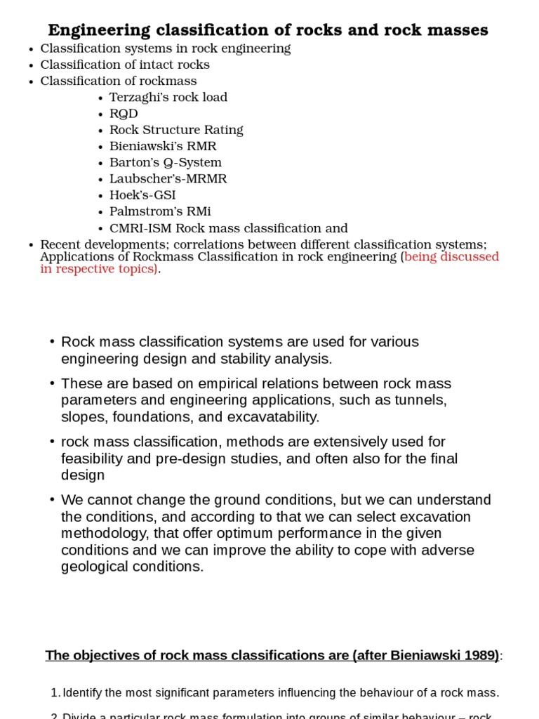 Rock Mass Classification System | PDF | Structural Geology | Strength ...