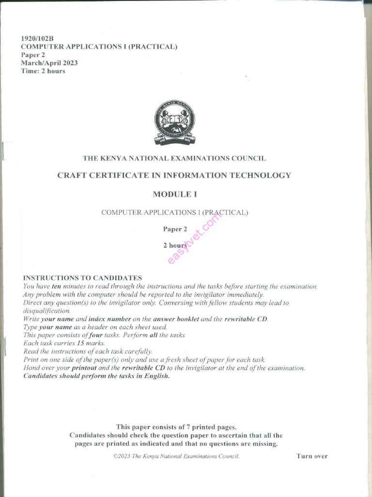 Computer Application Practical KNEC 2023m | PDF