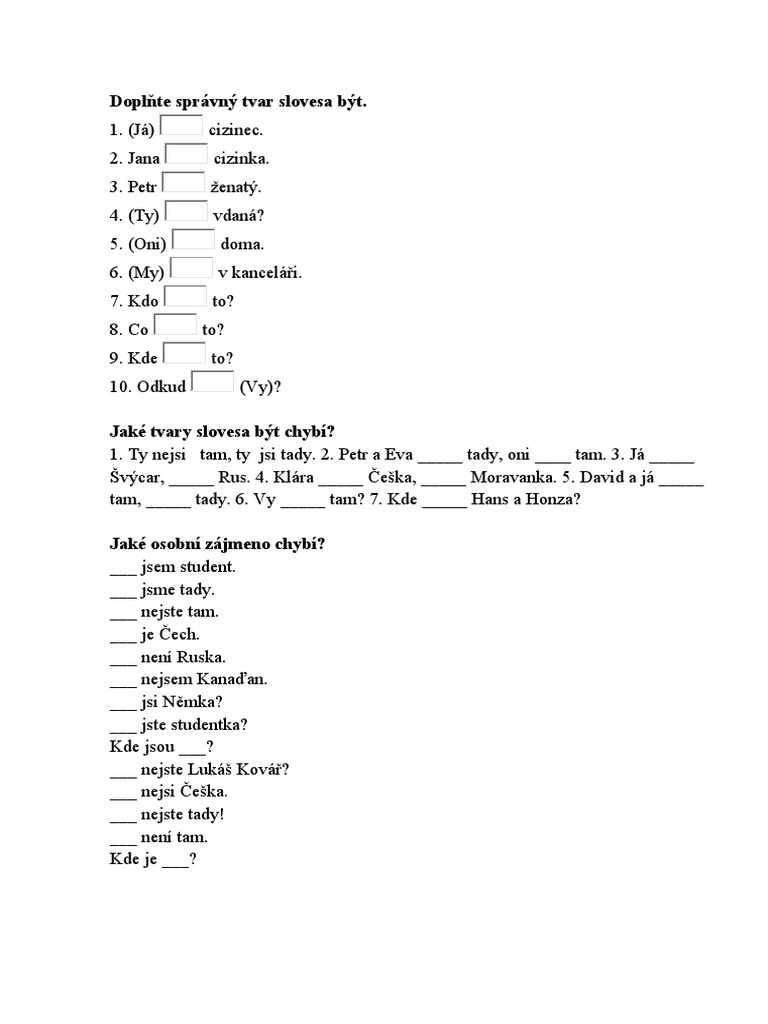 Sloveso Být | PDF