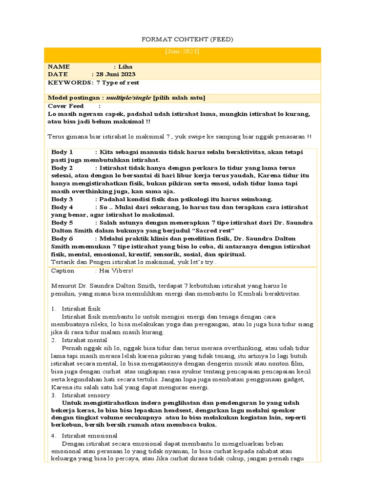 7 Type of Rest - Liha | PDF